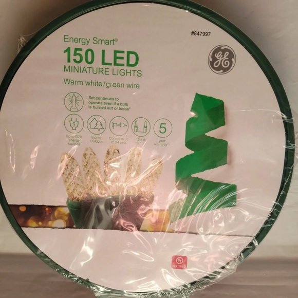 Holiday | Ge 15ct Miniature String Lights On Spool Warm White Green ...
